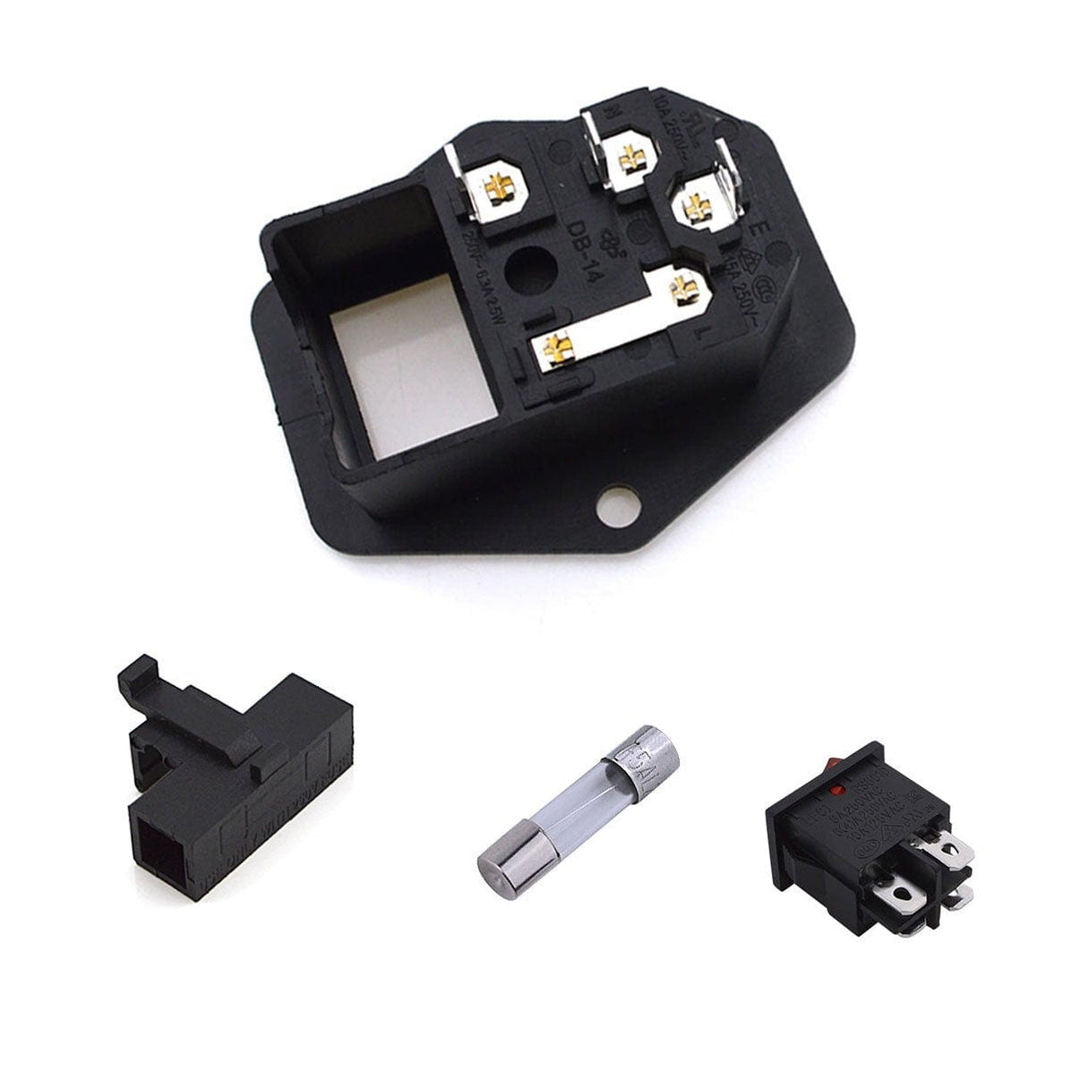 Inlet Module Plug 5A Fuse Switch Male Power Socket 10A 250V 3 Pin IEC3 ...